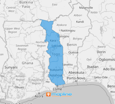 Togo Regions - Mapline