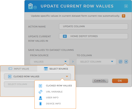 Update Current Row Values - Mapline